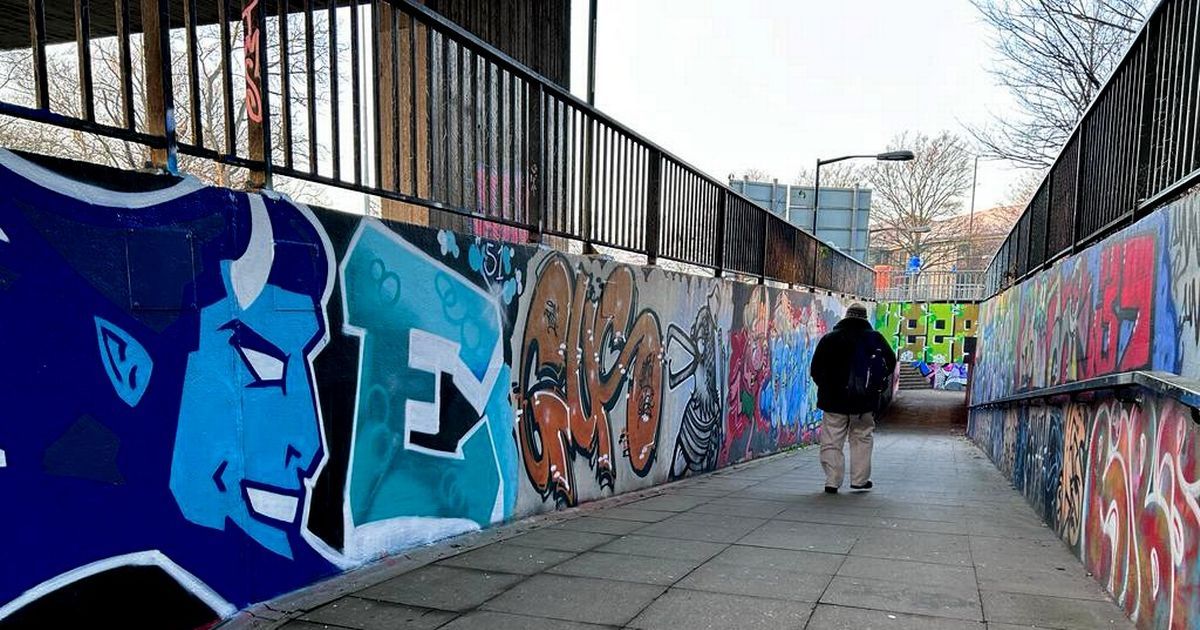 The Nottingham underpass covered in colourful graffiti…