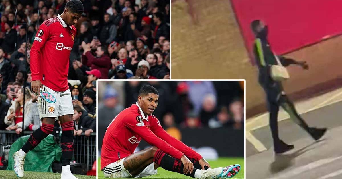 Marcus Rashford spotted limping out of Old Trafford…