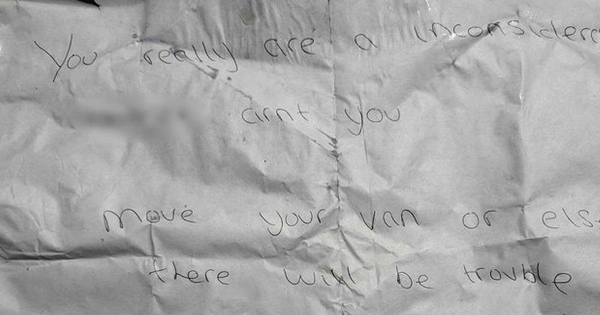 Dad threatened with 'aggressive' note on his van as…