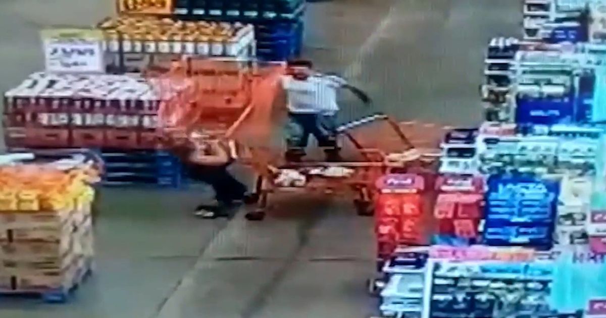Angry shopper throws TROLLEY at woman's head in queue…