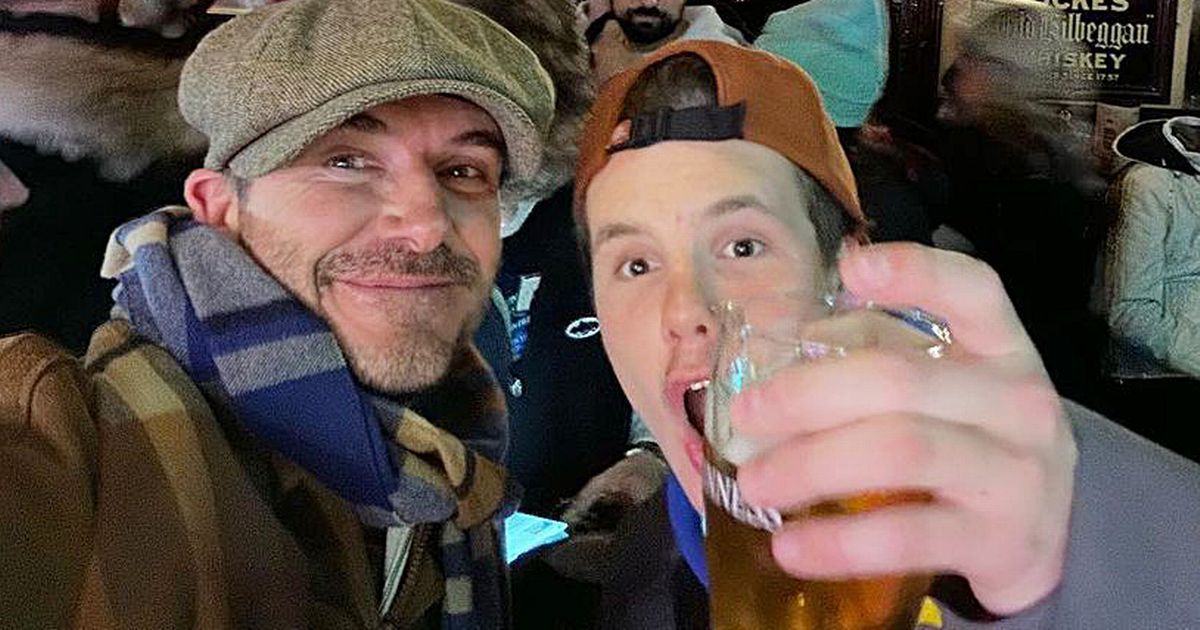 David Beckham and son Cruz pictured enjoying pints in…
