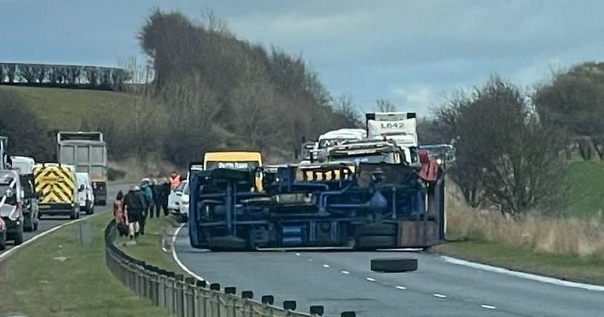Minibus hits lorry debris after Ayrshire flip horror…