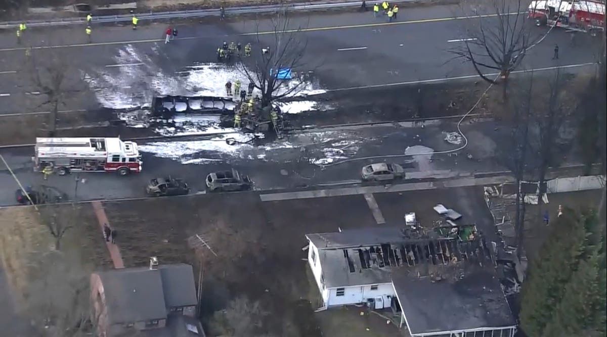Fiery tanker crash kills driver, burns Maryland homes