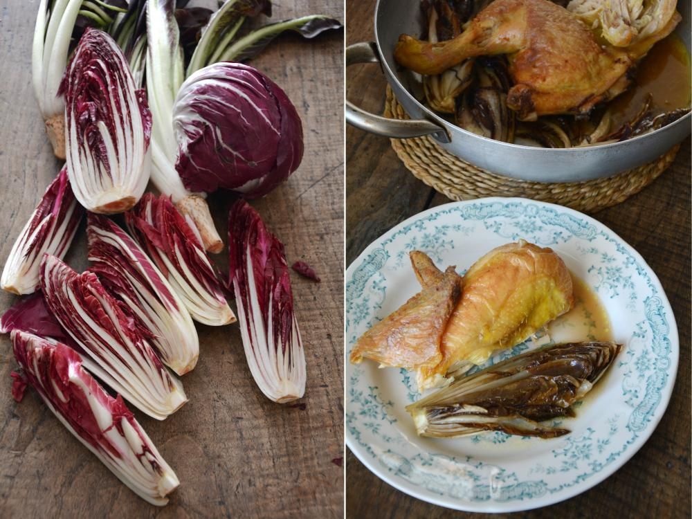 Rachel Roddy’s recipe for roast chicken with radicchio