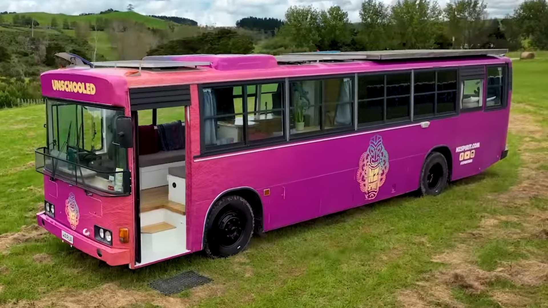 Purple School Bus Camper Conversion Has A Surprisingly…