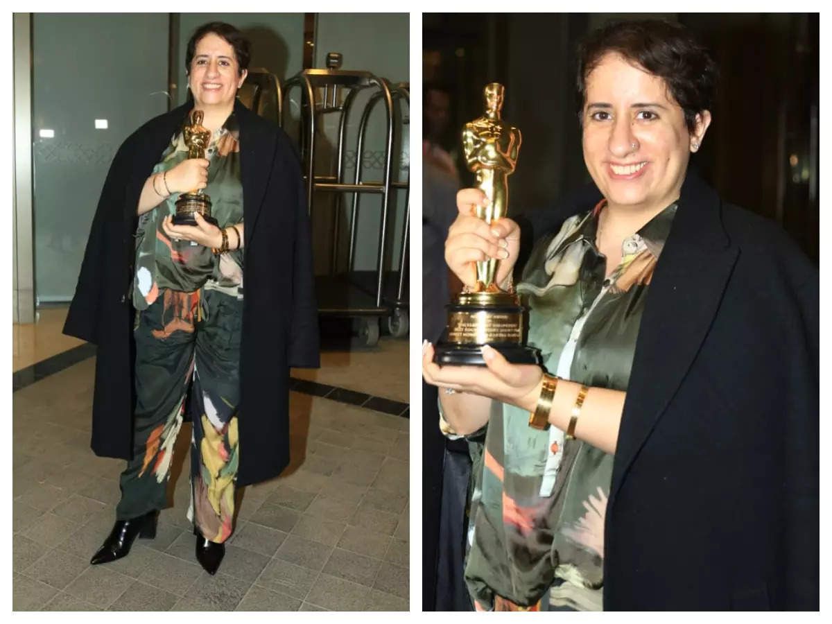 Guneet Monga receives a hero welcome at the Mumbai…