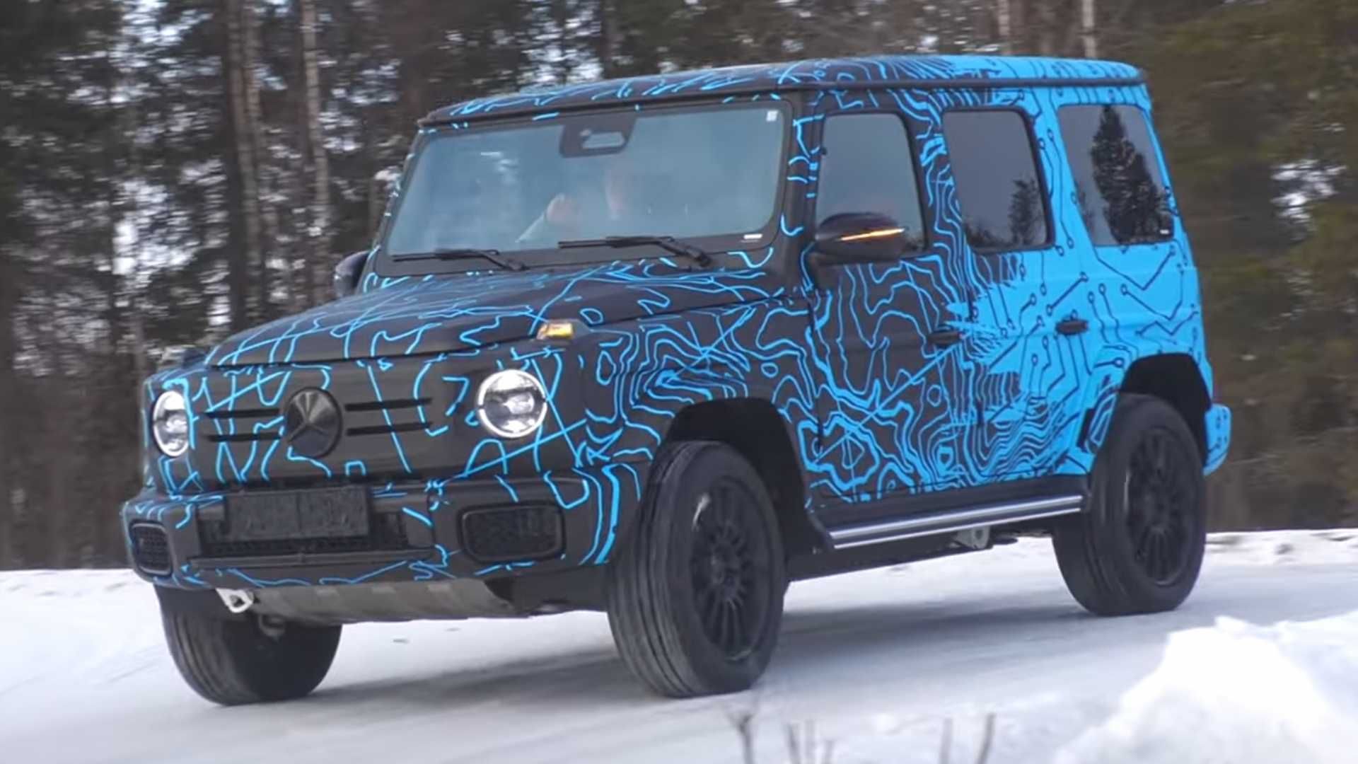 Watch 2024 Mercedes-Benz EQG EV Cruise Through Snow In…