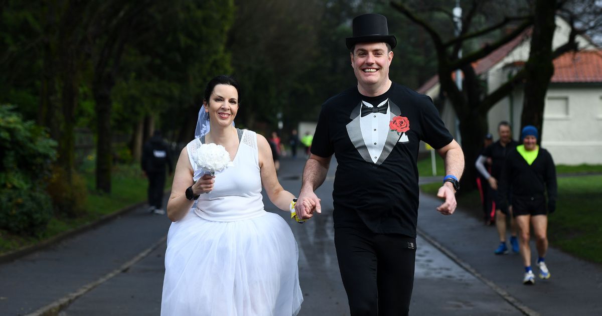 Bride and groom complete park run hours before their…