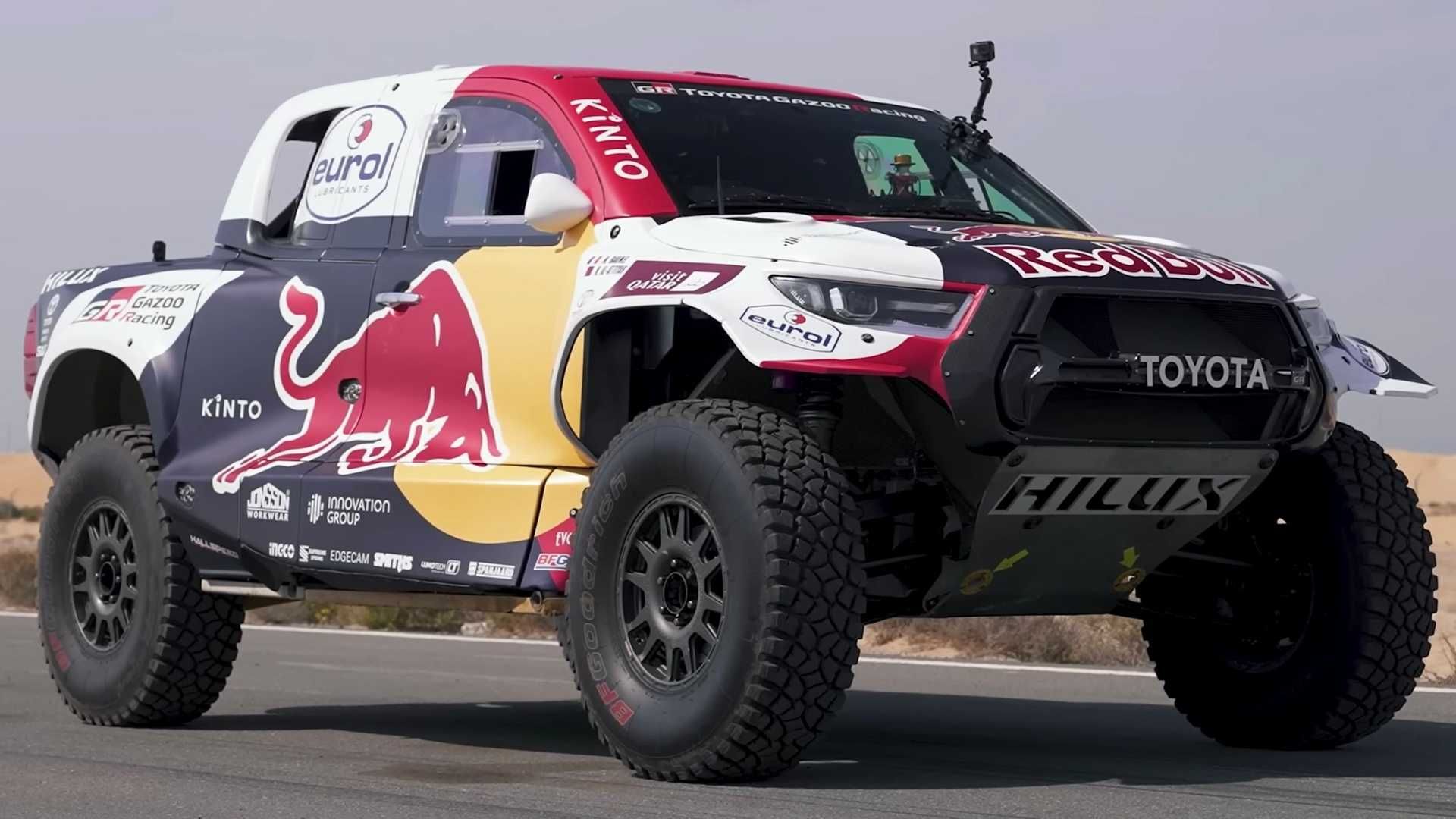 Watch Dakar-Winning Toyota Hilux Drag Race Stock GR…