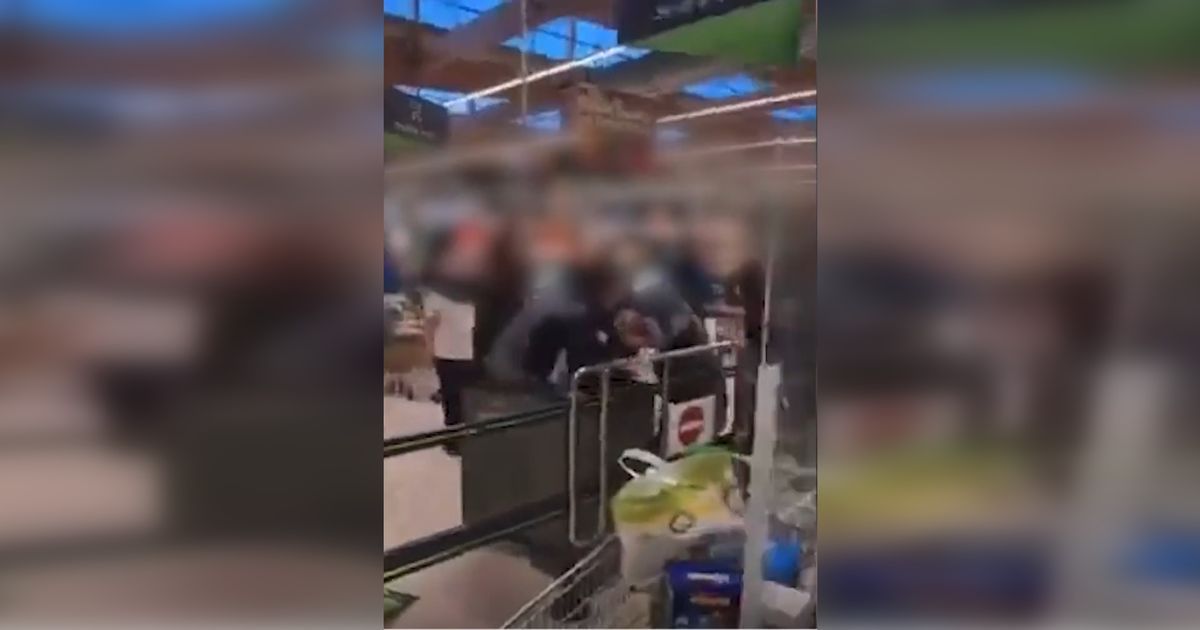 Three arrested after brawl at Asda self service…