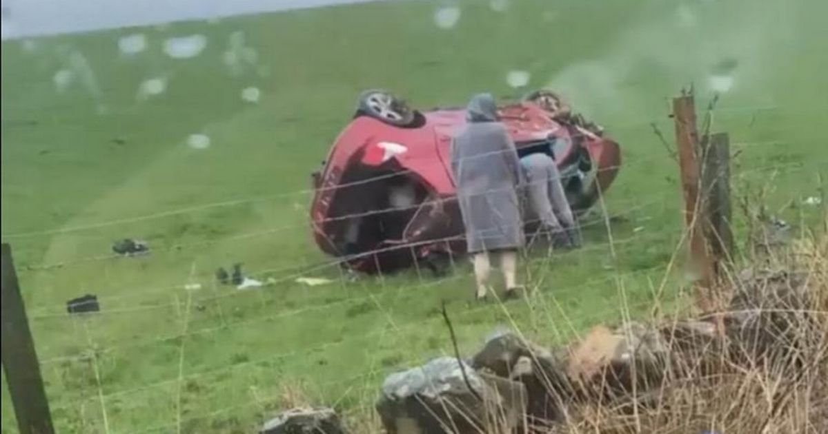Car flips into field after Scots road crash as fleeing…