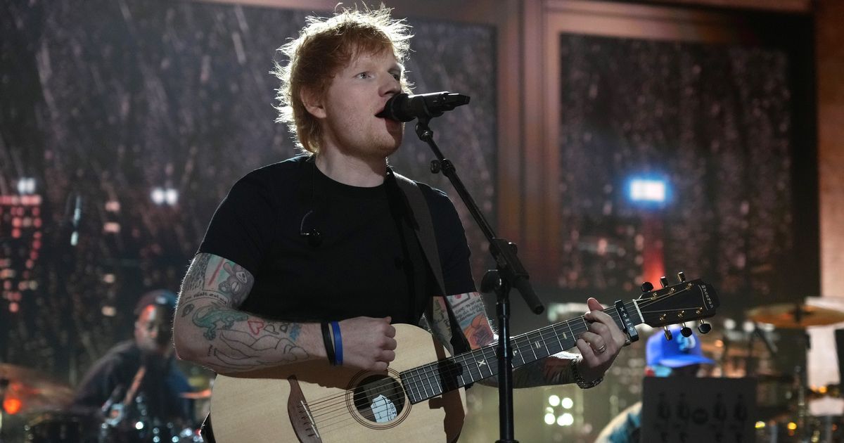 Ed Sheeran holds back tears during emotional moment at…