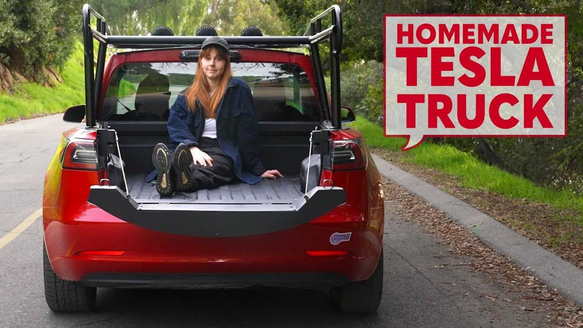 Simone Giertz' Model 3 Pickup Truck Conversion Four…