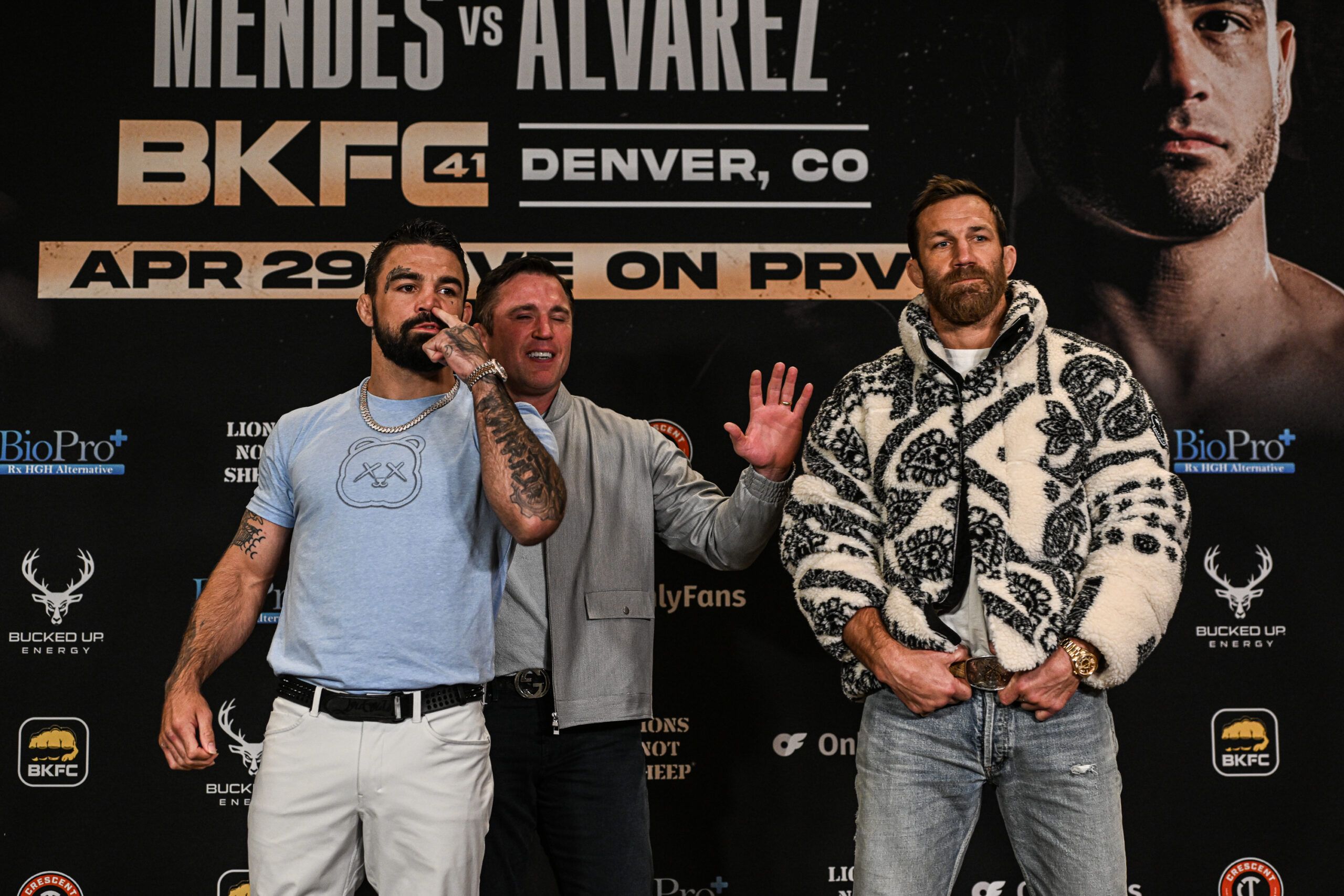 BKFC 41 faceoff video: Mike Perry picks nose, wipes…