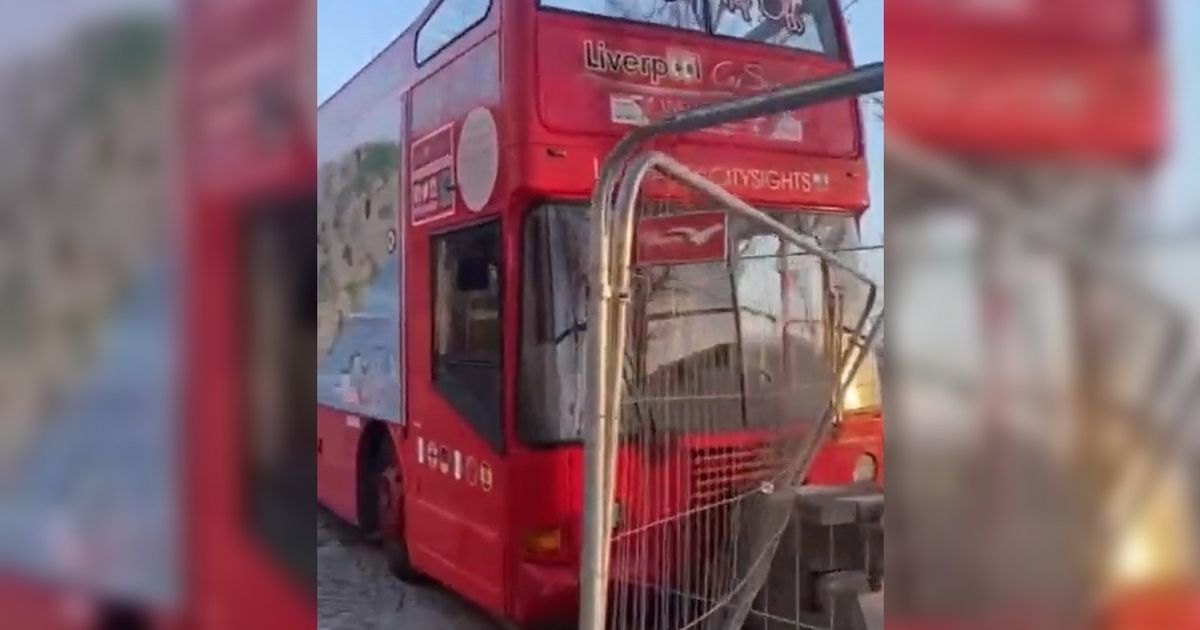 Kids board Liverpool sightseeing bus and crash it into…