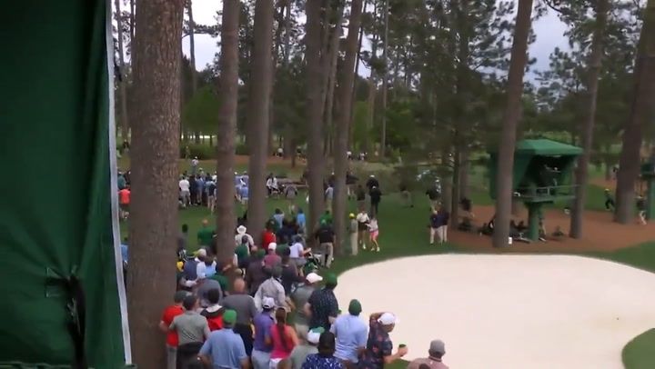 Watch: Moment falling trees at Augusta narrowly miss…