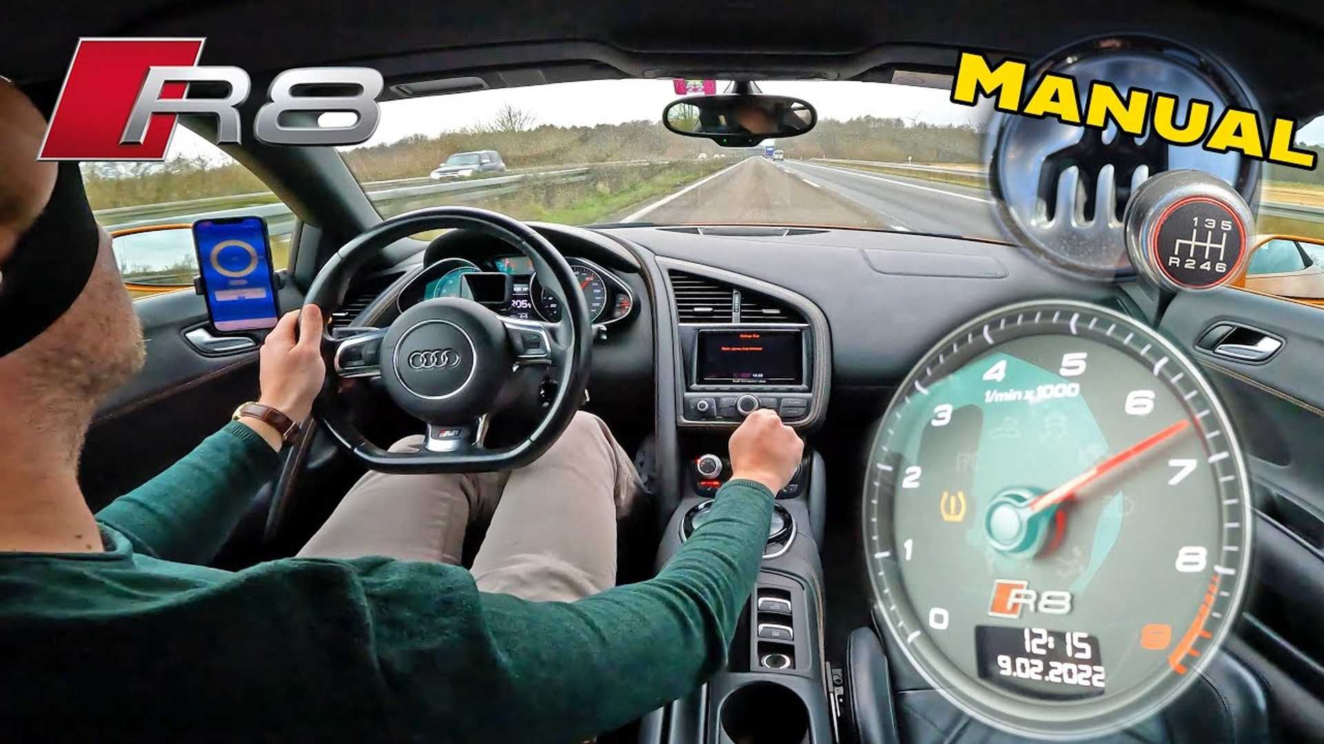 Audi R8 With Gated Manual At Full Throttle On Autobahn…