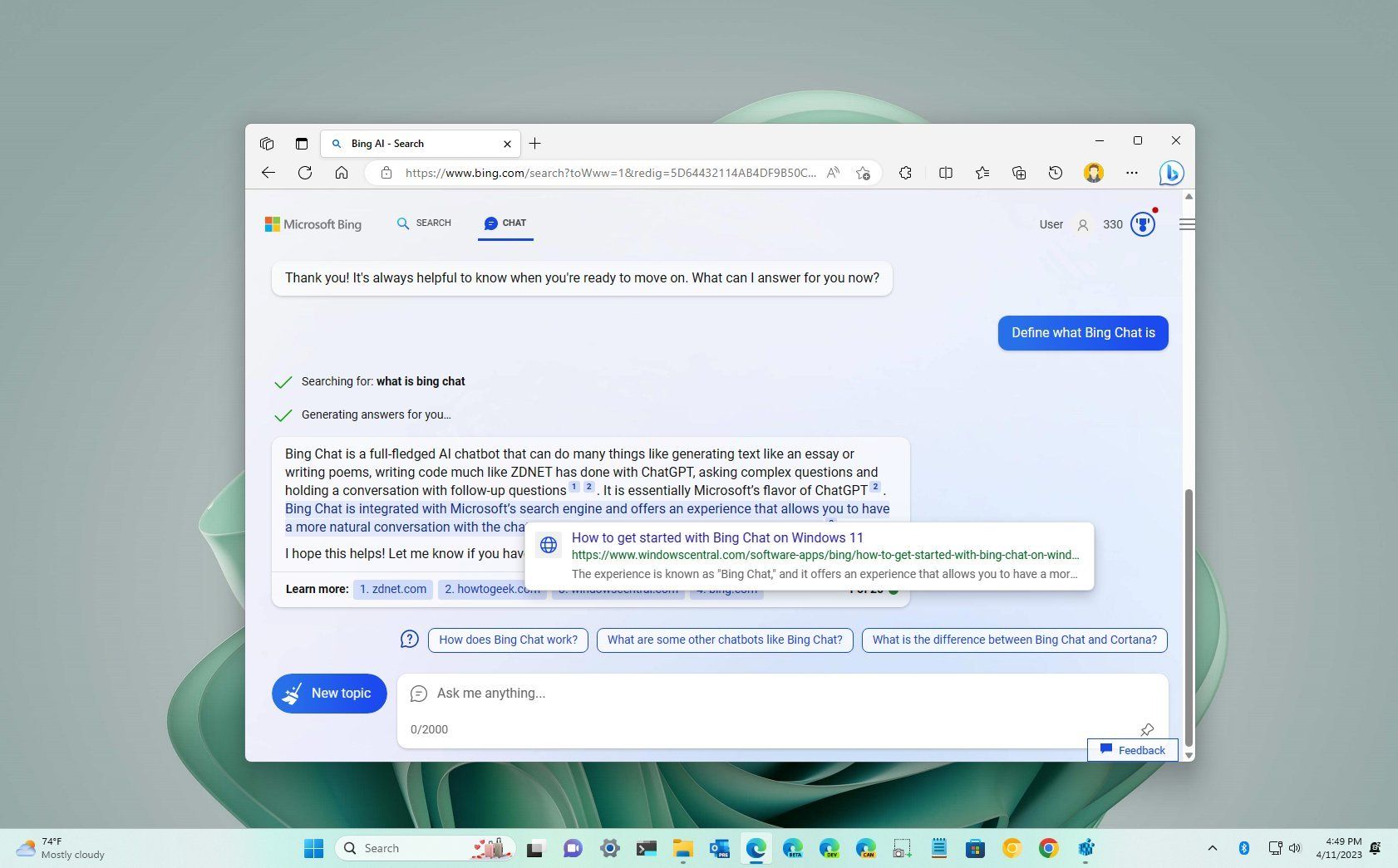 What is Bing Chat? An introduction to Microsoft's AI…