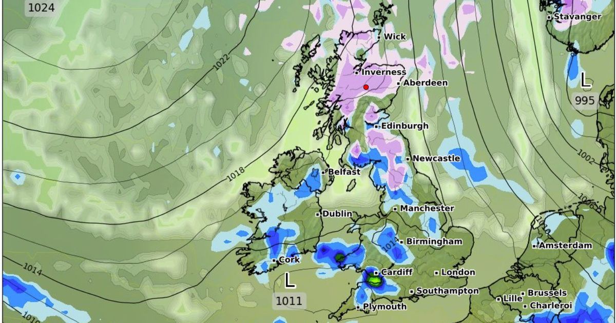 UK weather maps pinpoint exactly where '9cm snow…