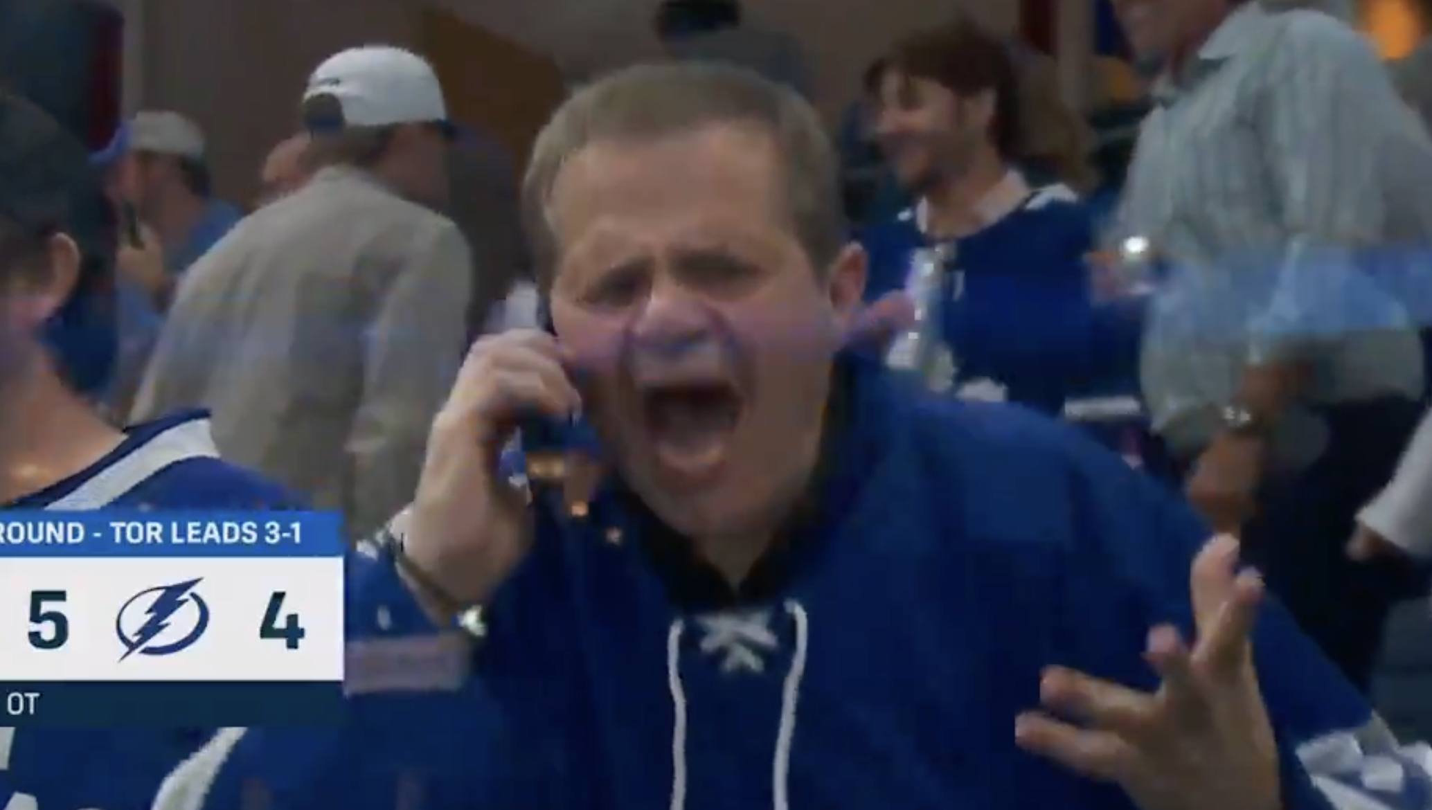 A Leafs fan absolutely losing his mind with joy after…