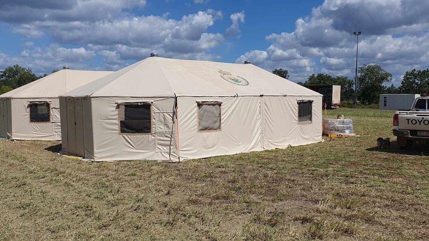 Tent camp under construction for remote Northern…