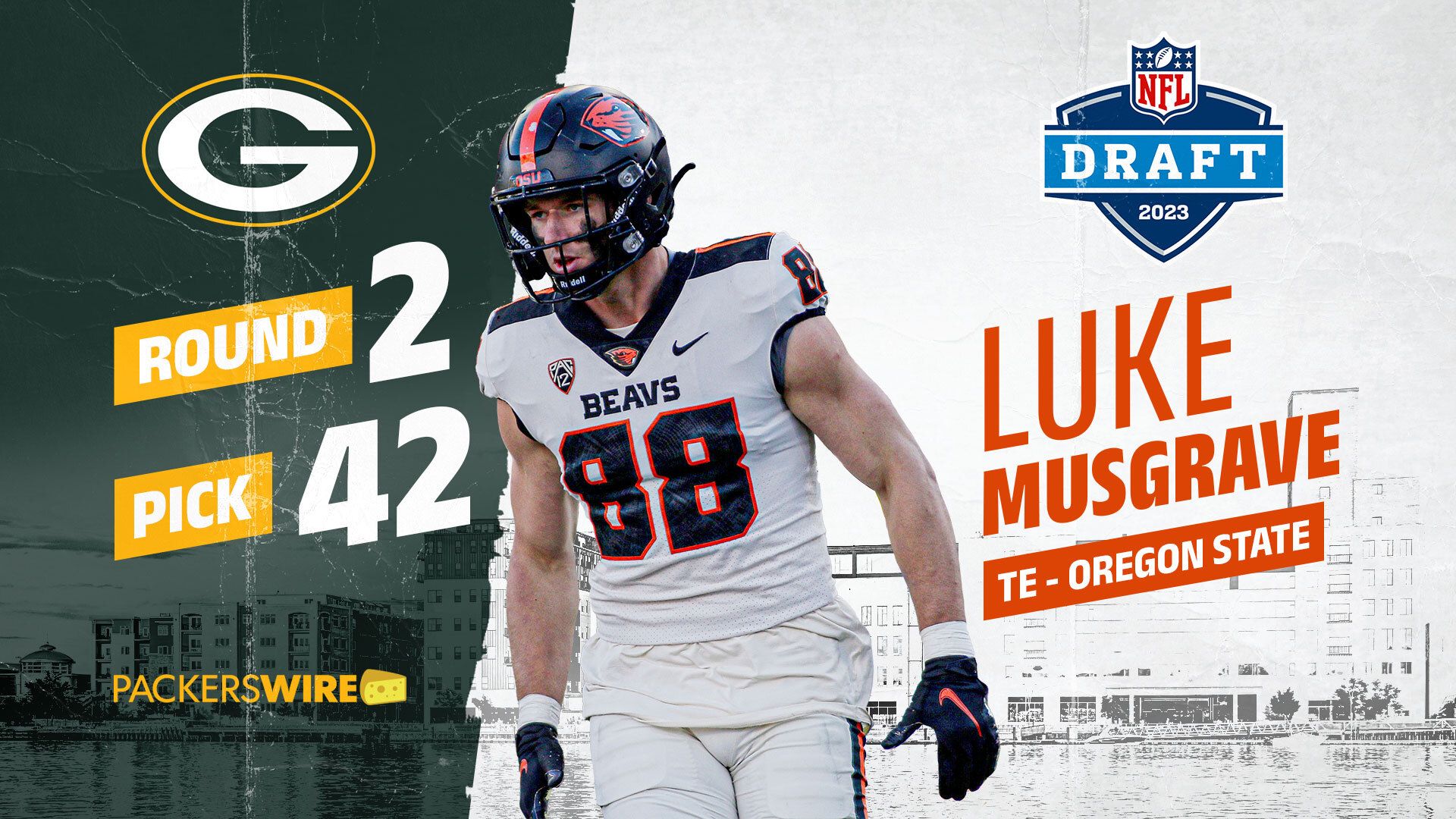 Packers select Oregon State TE Luke Musgrave at No. 42…