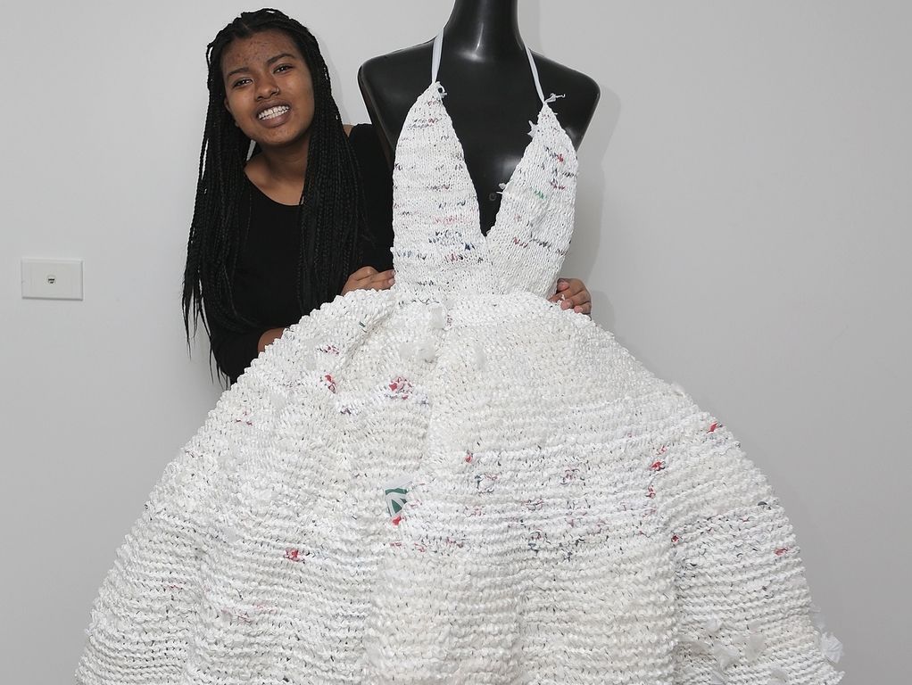 Plastic bag dress? The chic of it