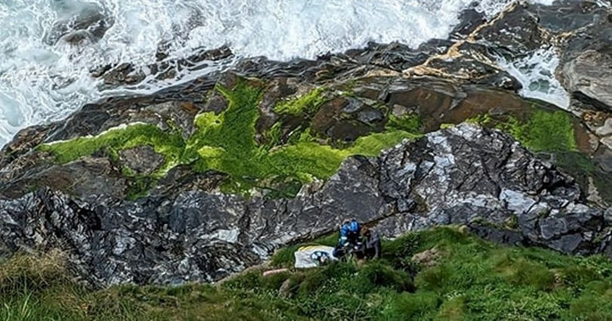 Four children cling to cliff after being trapped by…