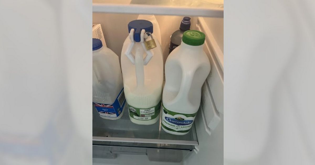 Office workers split after photo of padlocked milk…