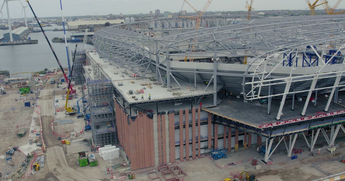 Everton new stadium roof takes shape as stunning video…