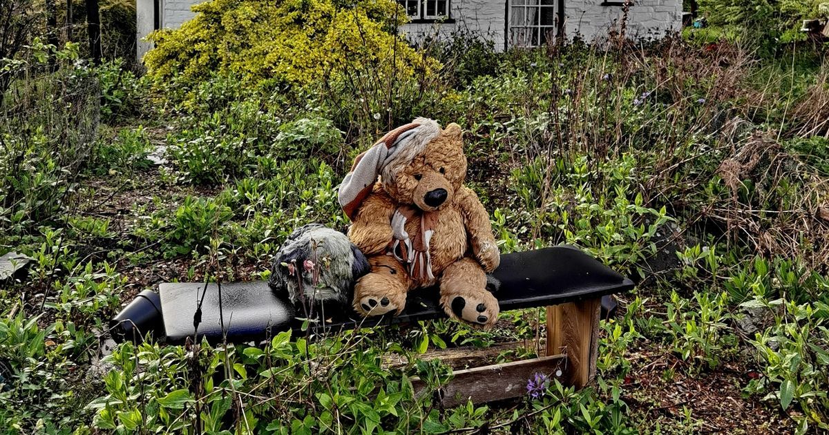 Inside abandoned home filled with stuffed animals and…