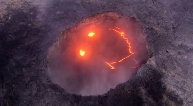 WATCH: Volcano erupts into smiley face in Hawaii