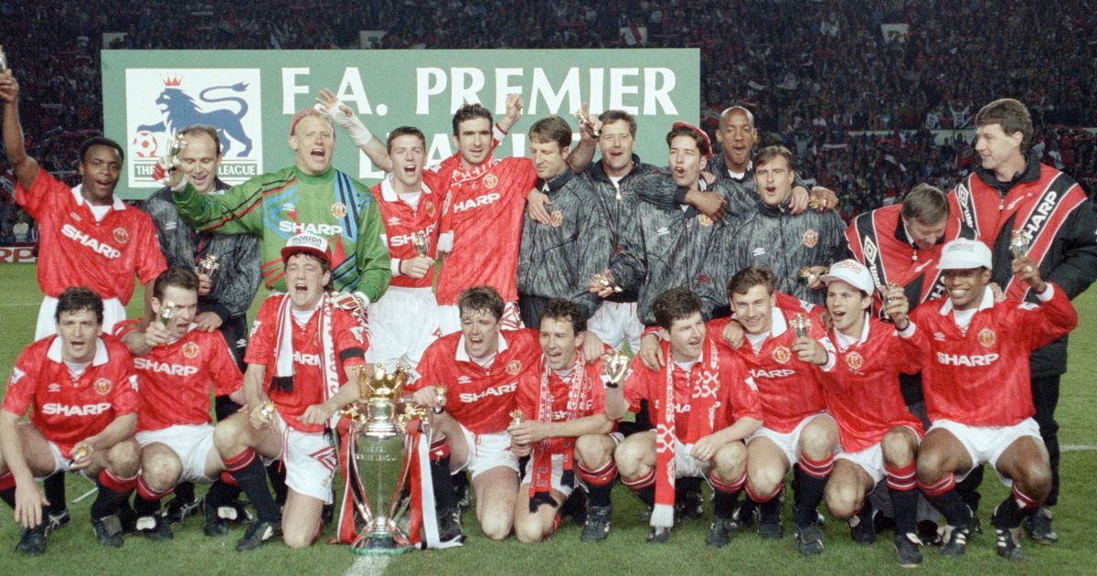 Celebrating Sir Alex Ferguson's first Premier League…