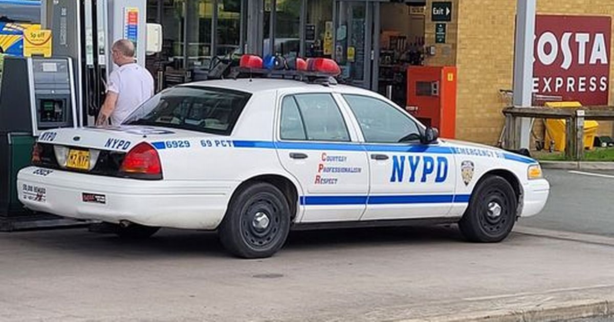 NYPD police car spotted getting petrol at Speke…
