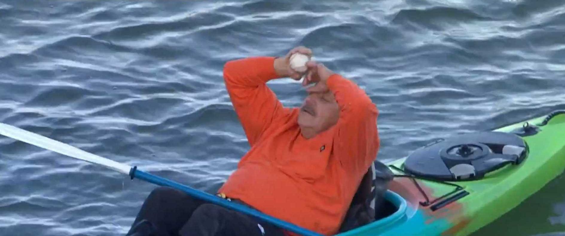 The Giants fan in a kayak who caught the 100th splash…