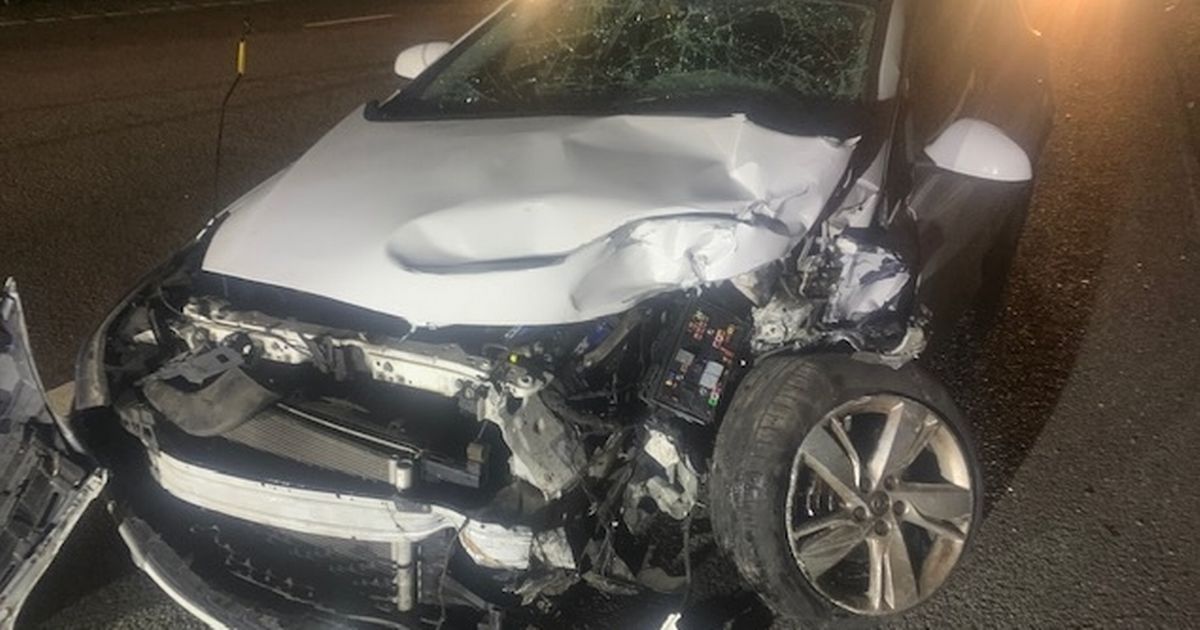 Horrifying moment woman driving on motorway smashing…
