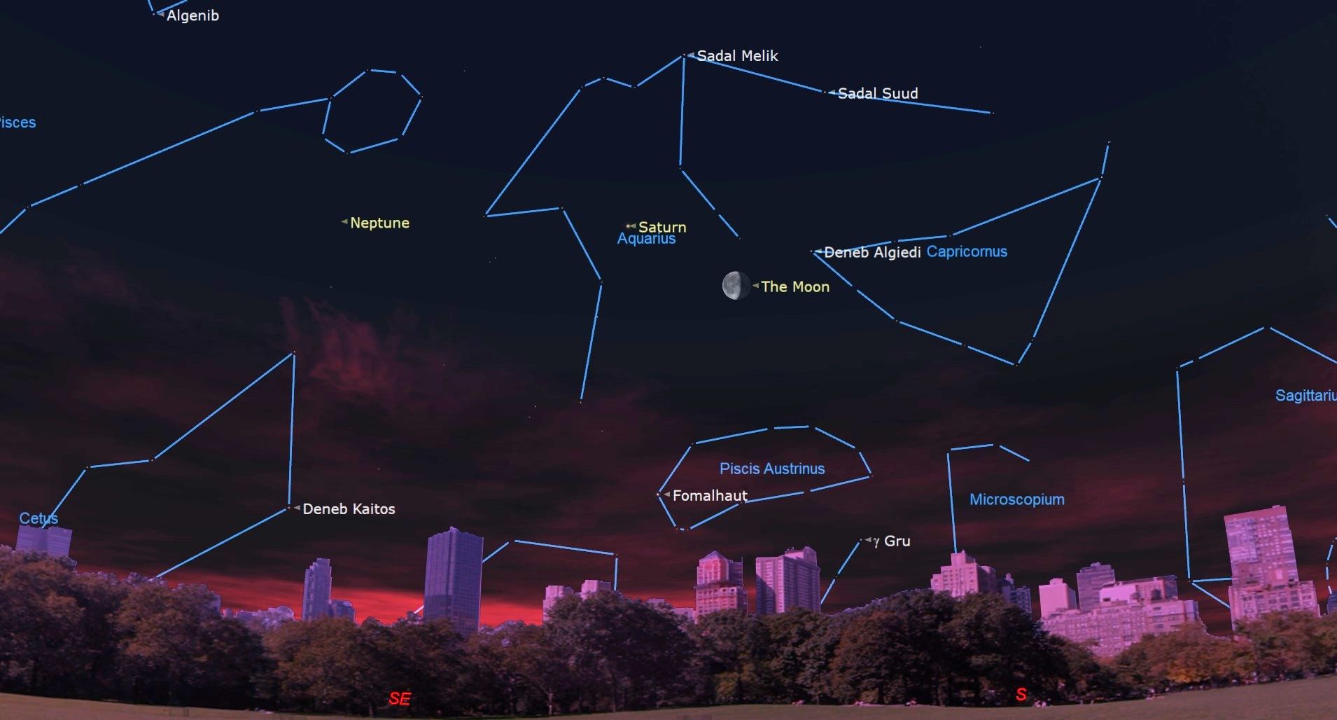 Watch the moon snuggle up to Saturn in the night sky…