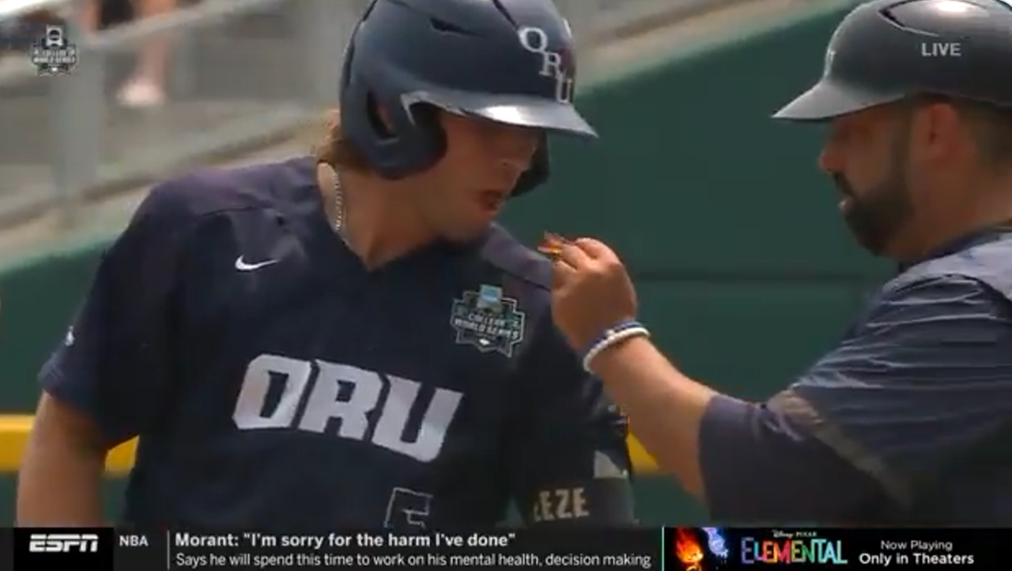 Oral Roberts baseball players are getting gummy snakes…