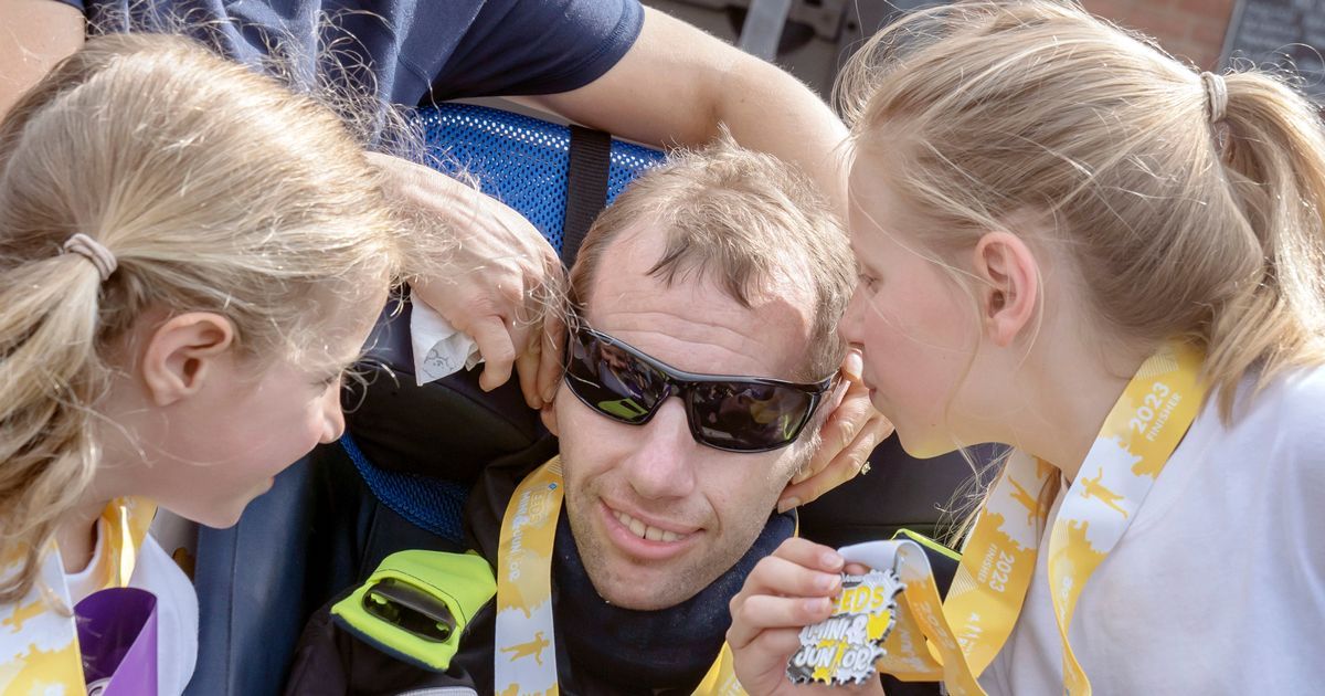 Rob Burrow and his children complete race together in…