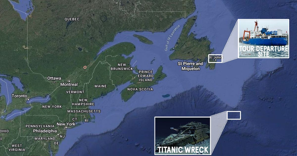 Titanic submarine missing expedition MAPPED after… Titanic submarine missing expedition MAPPED after…