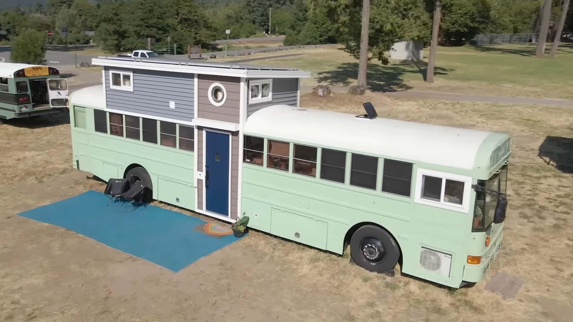 School Bus RV Conversion With Loft And Game Room Is…