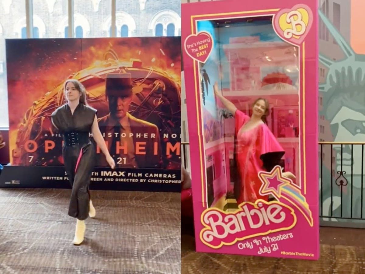 Woman goes viral with custom-made ‘Barbenheimer’…
