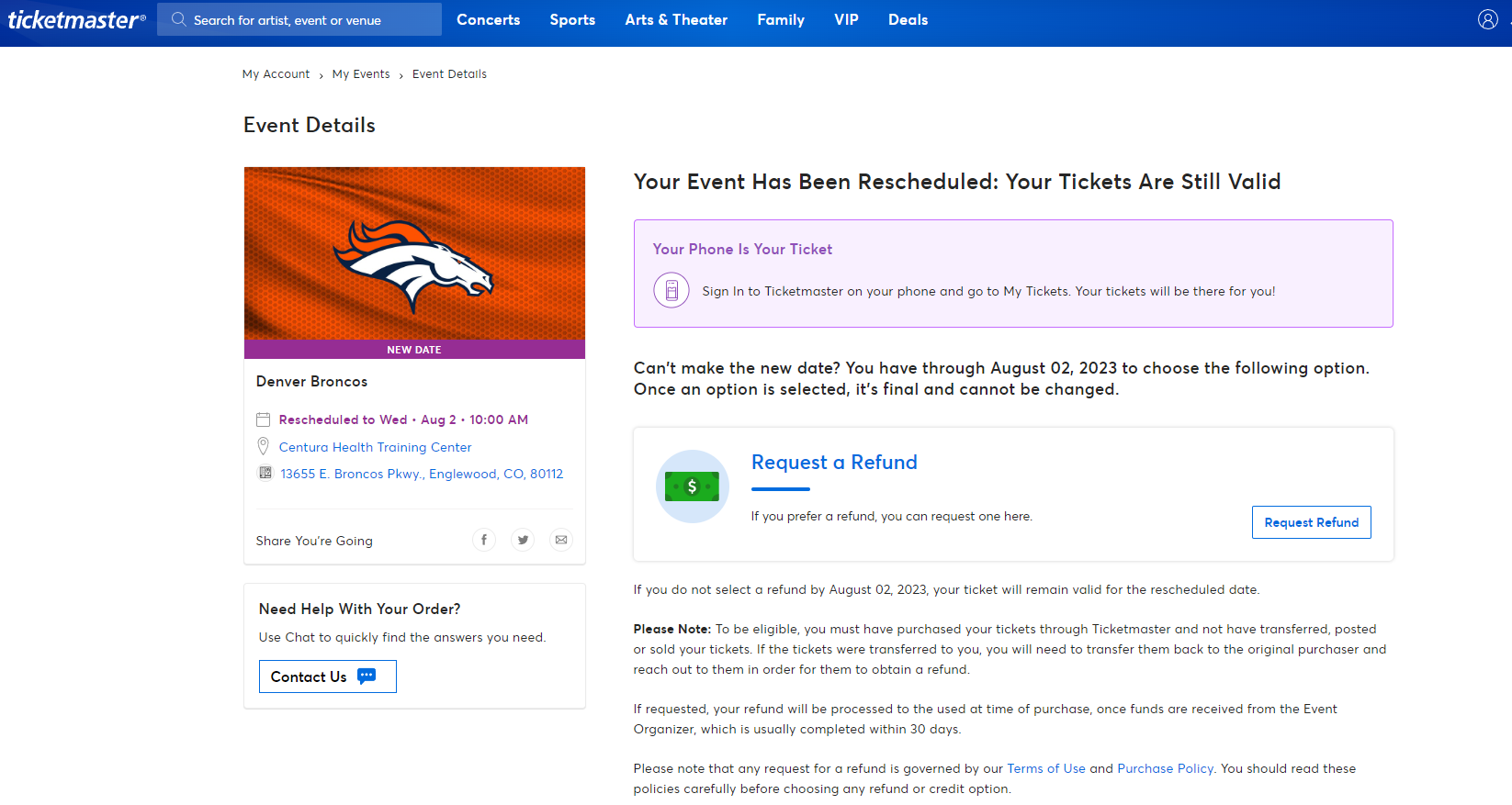 How to return tickets if you can’t attend a Broncos…