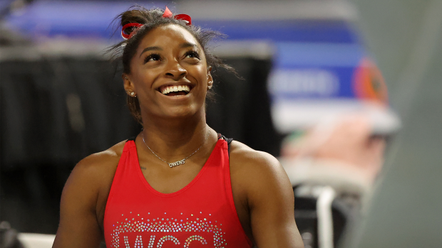 Simone Biles Is All Smiles Ahead of Her First…