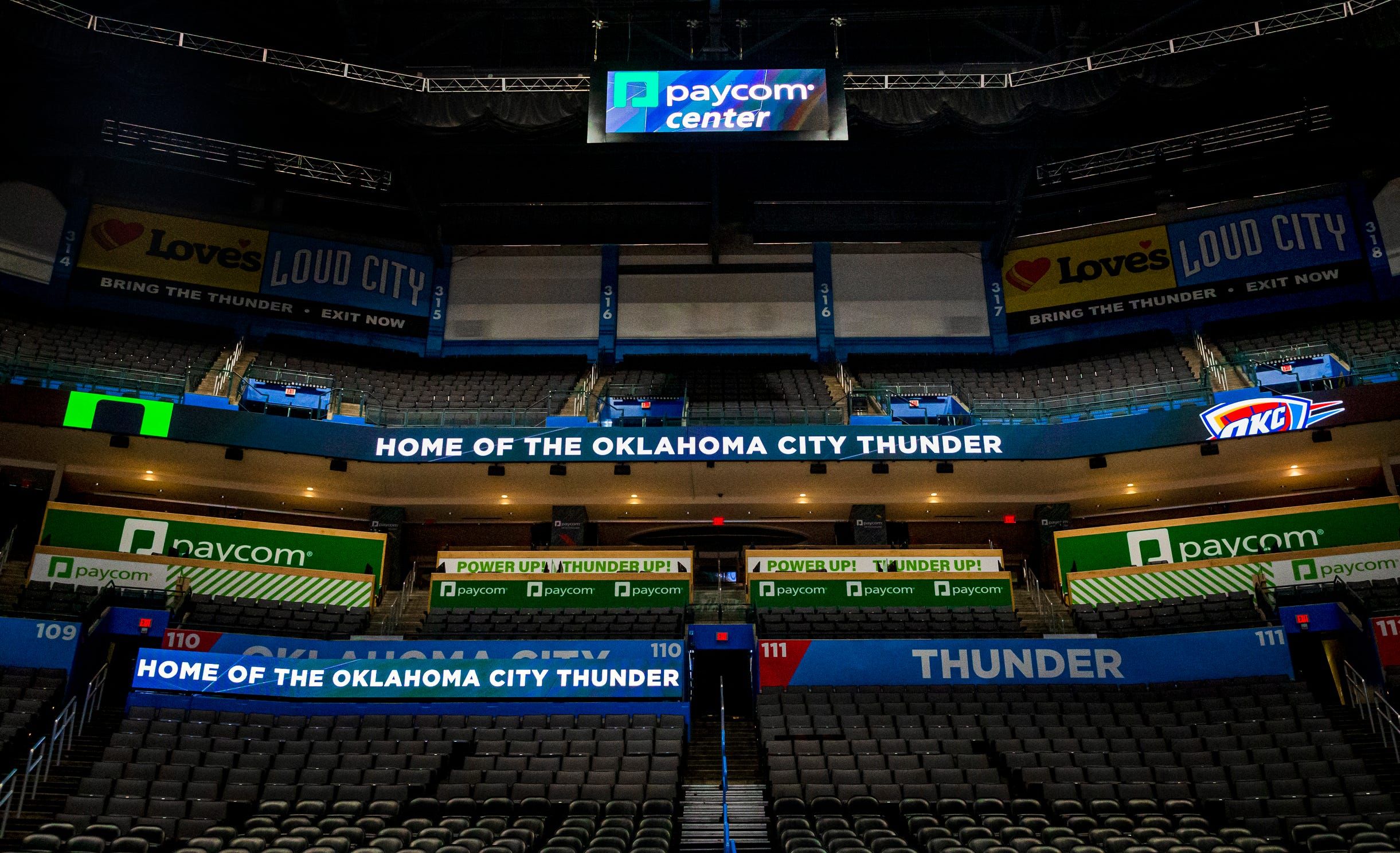 LOOK: Paycom Center installs new scoreboard for OKC…