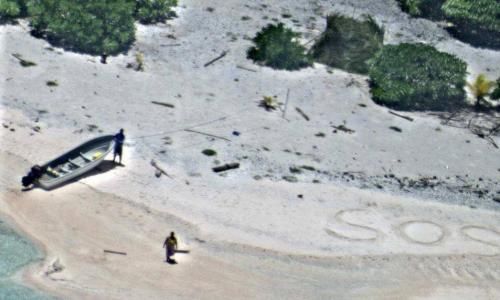 SOS in the sand: pair found by US navy after week-long…