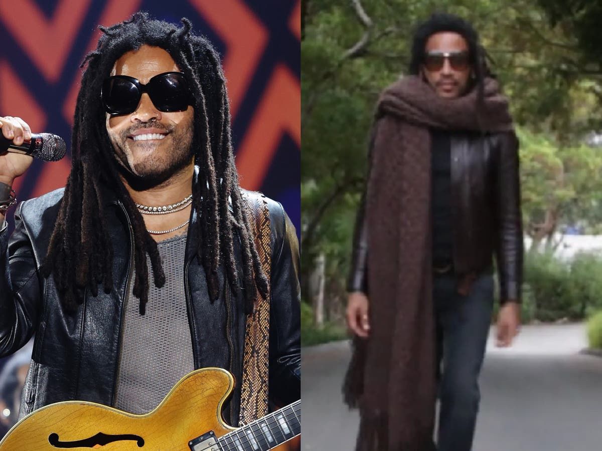 Lenny Kravitz brings out viral brown scarf for…