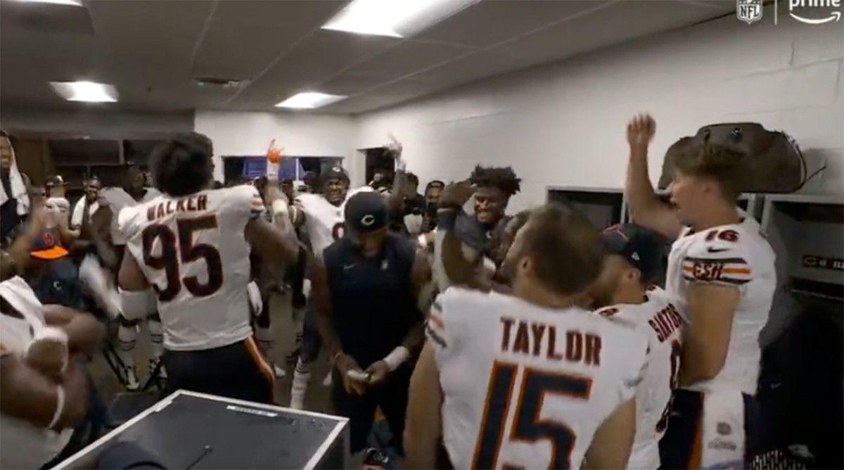 Bears Locker Room Was Fired Up After Team’s First Win…