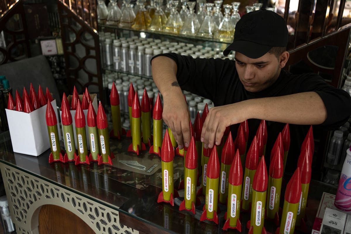 Rocket perfume, anyone? A Gaza vendor sells scents in…