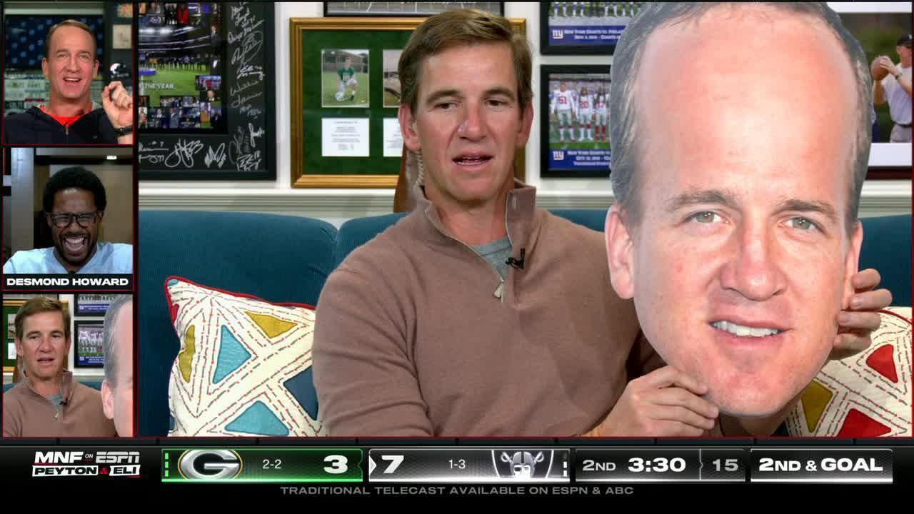 Eli Manning mocked Peyton Manning’s big forehead…